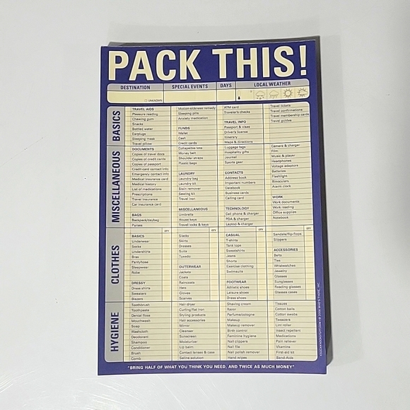 Knock Knock | Office | Pack This Tear Off Packing Check List Pad | Poshmark